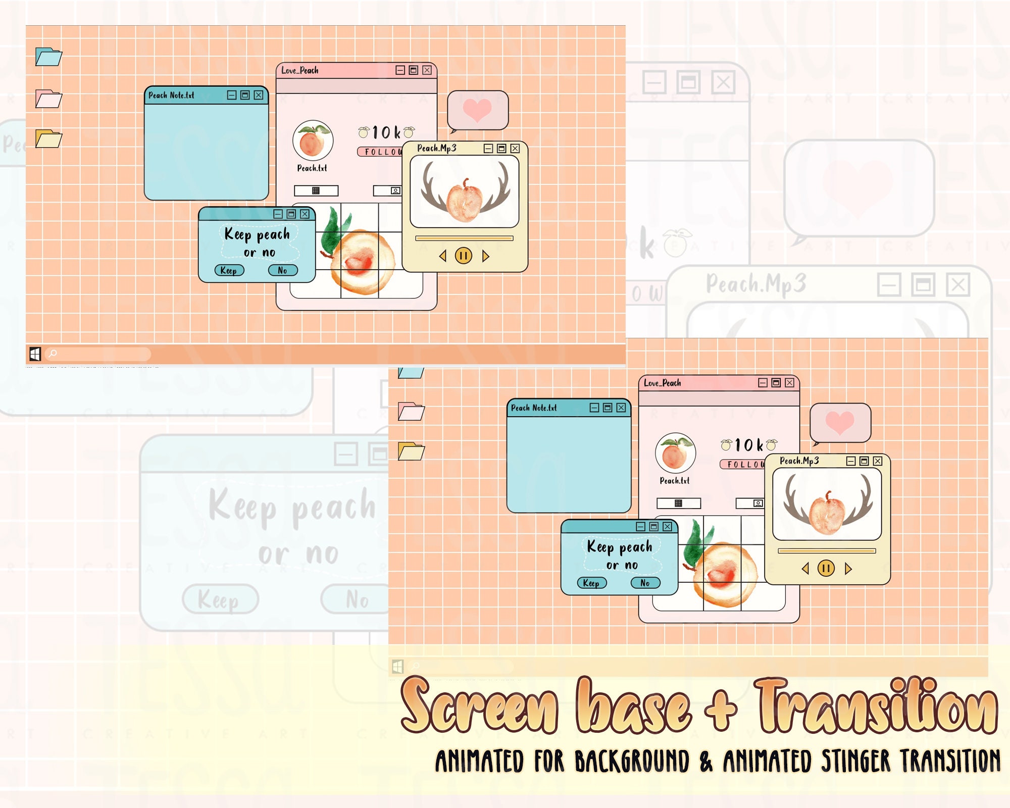 Animated Peach Windows Pc Twitch Package Kawaii Twitch - Etsy