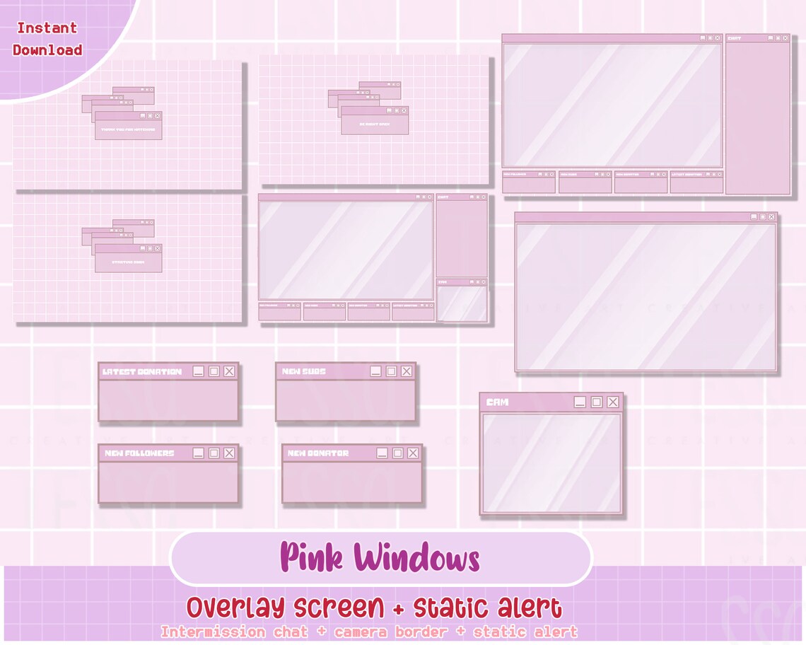 Pink Windows Twitch Live Camera Overlay Pinky Stream Screen - Etsy