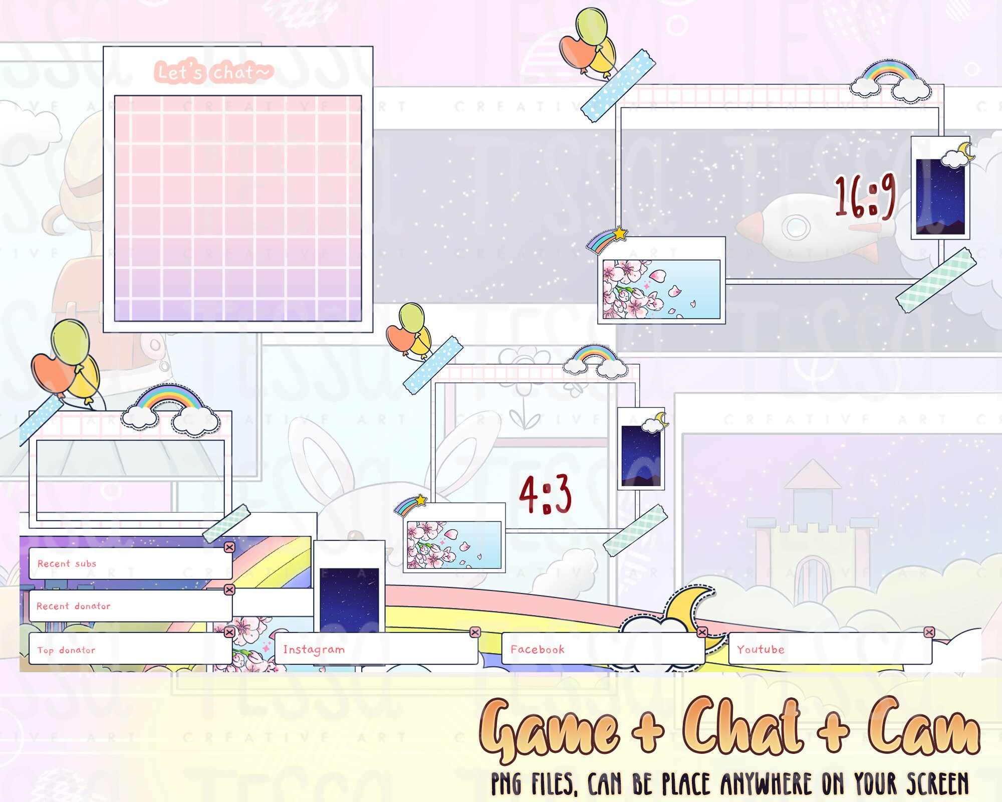 Animated Rainbow Cheer Twitch Package Kawaii Twitch Overlays - Etsy