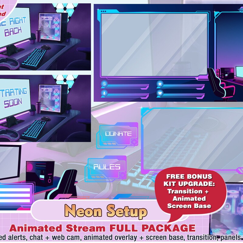 Neon Twitch Overlay - Etsy