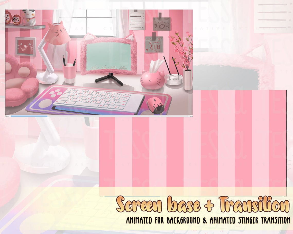 Animated Pink Kitty Cat Setup Twitch Package Cute Twitch - Etsy