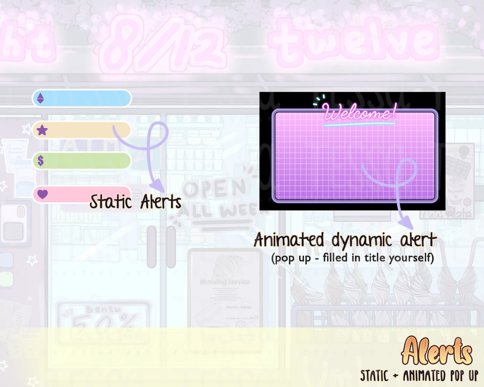 Animated Cute Mini Mart Twitch Package Twitch Cam Overlays - Etsy