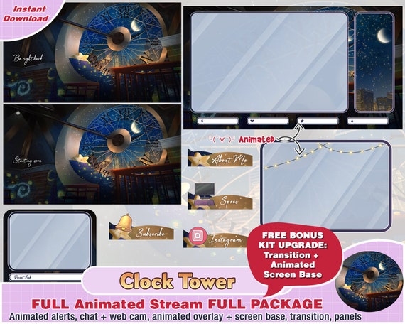 Animated Cute Clock Bedroom Twitch Package for Streamer to - Etsy