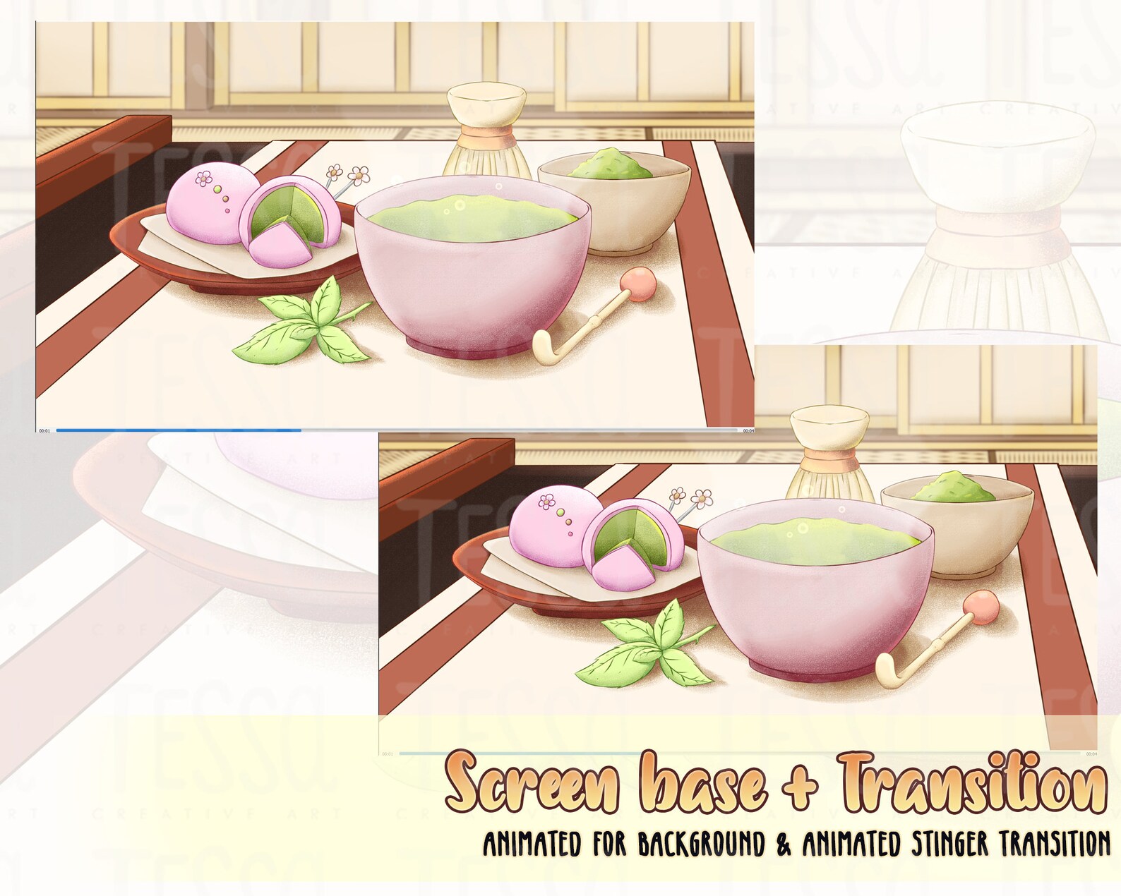 Animated Matcha Mochi Twitch Package Cam Twitch Overlay | Etsy