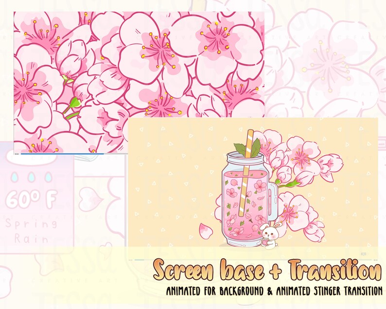 Animated Sakura Drink Twitch Package Sakura Twitch Stream - Etsy