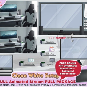 Animated White Black Stream Twitch Package, Twitch Overlays, Twitch ...