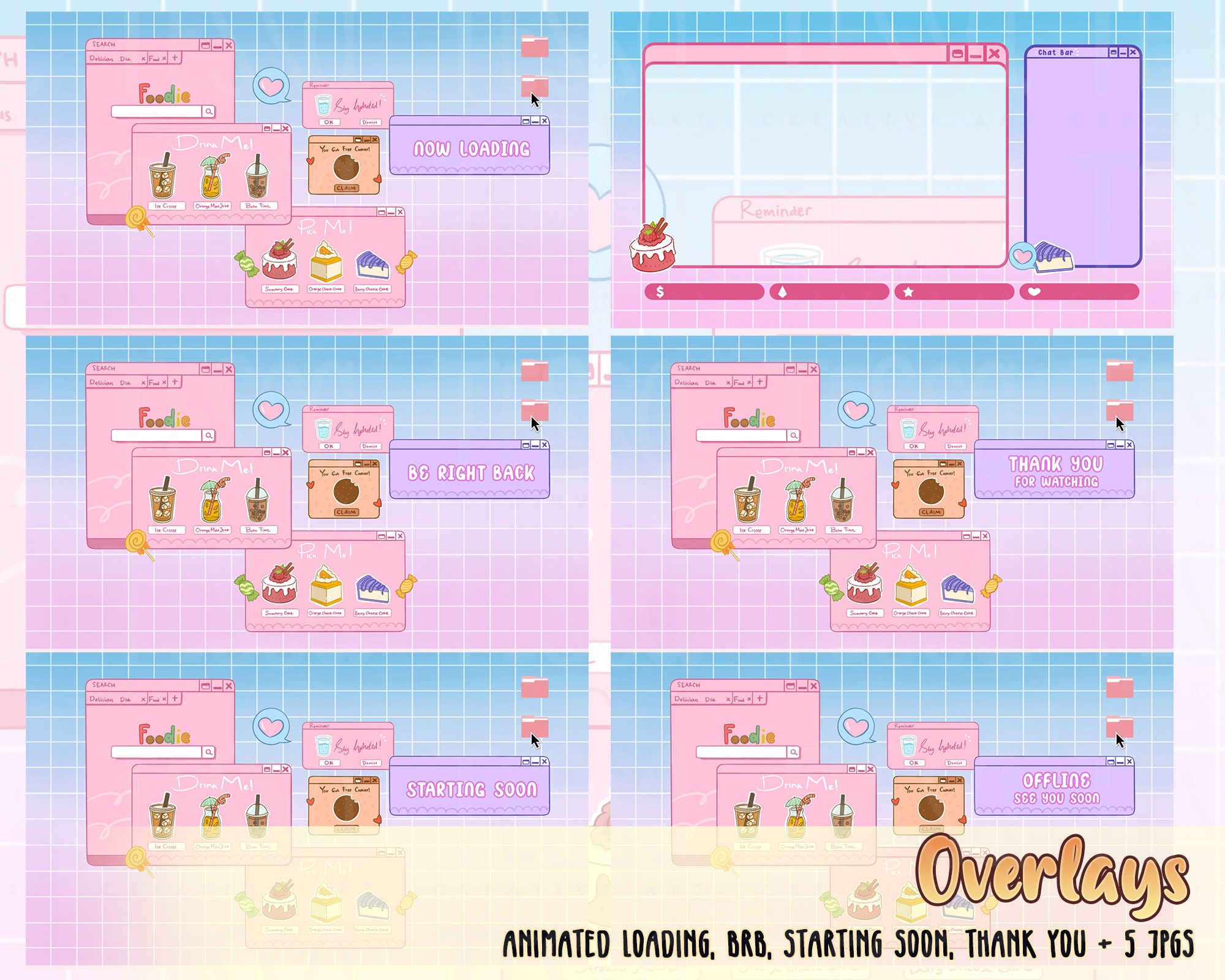 Animated Foodie Desktop Twitch Package: Cam Twitch Overlays - Etsy