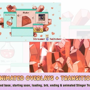 Animated Ruby Crystal Green Red Cute Kawaii Twitch Stream Overlay, Base ...
