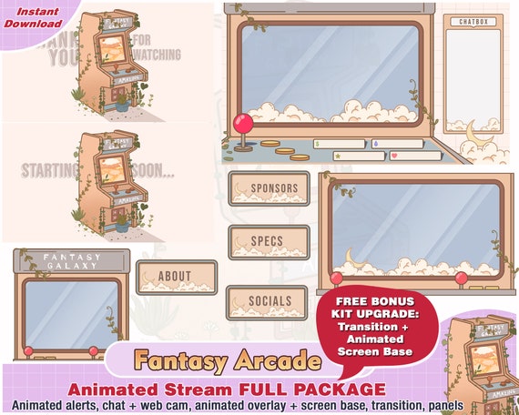 Animated Cute Fantasy Arcade Game Kawaii Full Twitch Package | Etsy