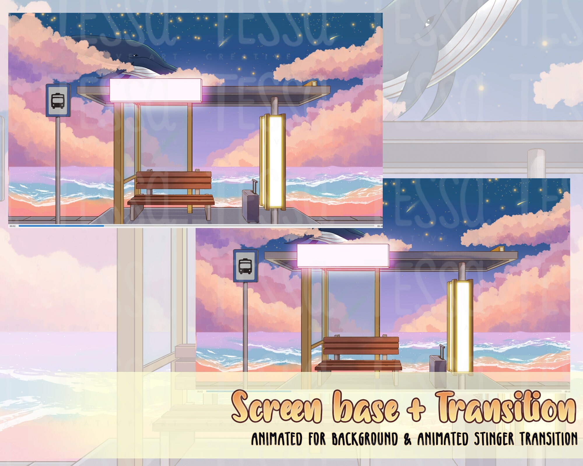 Animated Whale Bus Stop Twitch Package Kawaii Twitch Overlay - Etsy