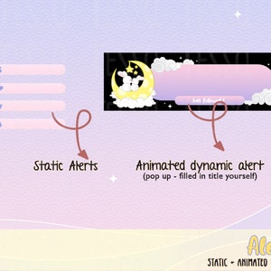 Animated Moon Bunny Twitch Package, Kawaii Twitch Overlay, Panels ...