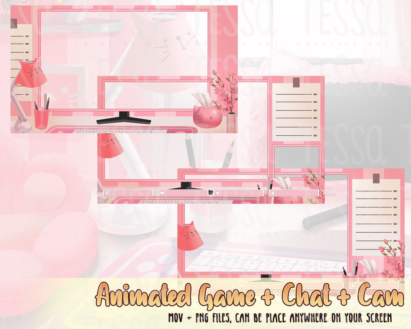 Animated Pink Kitty Cat Setup Twitch Package Cute Twitch - Etsy
