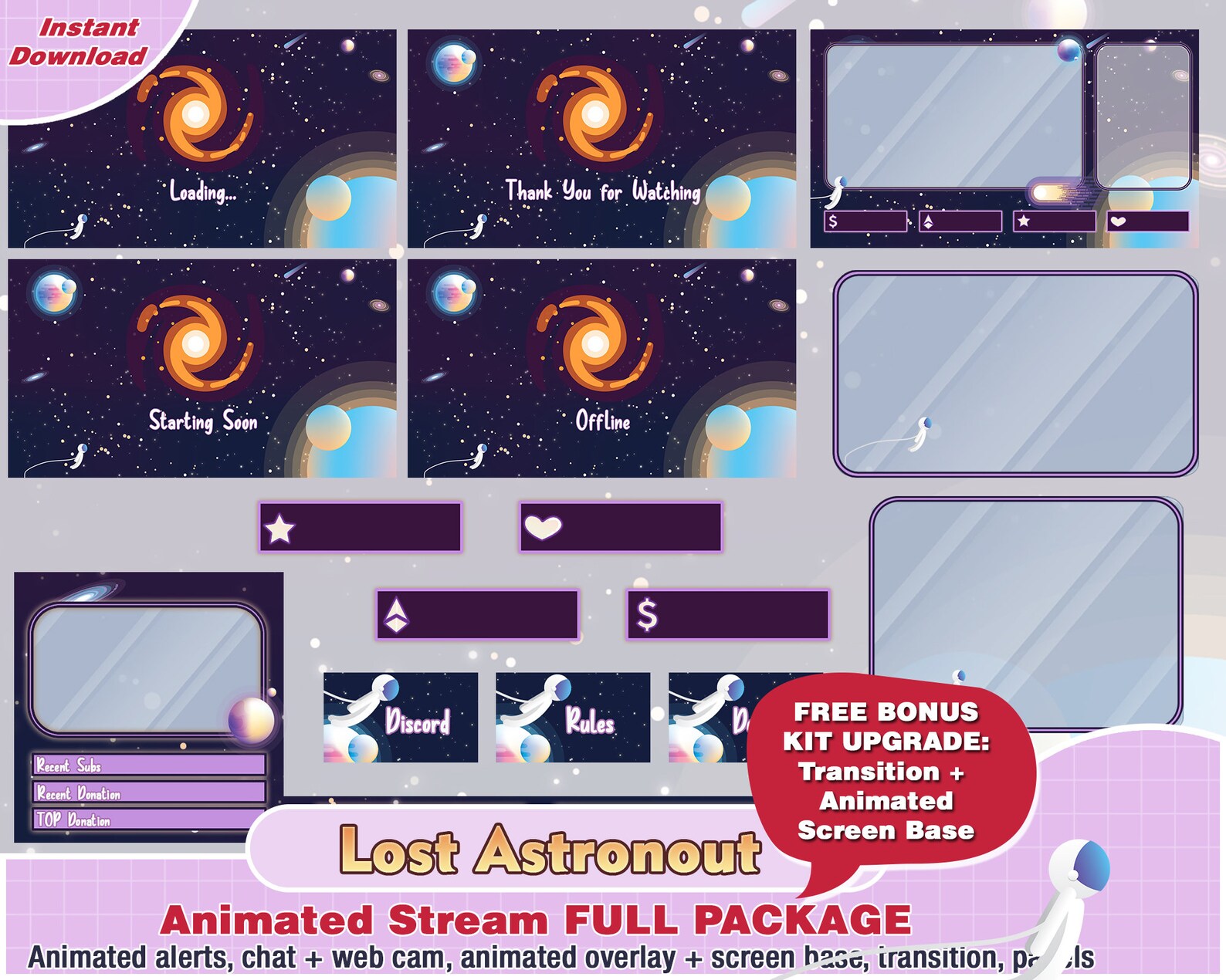 Animated Galaxy Astronaut Twitch Package Camera Twitch - Etsy Canada