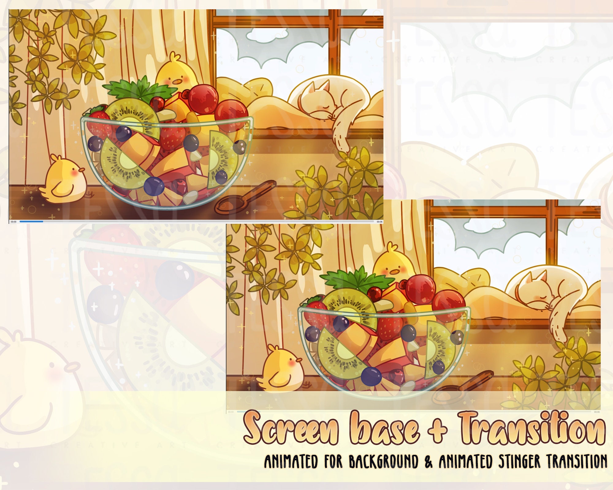 Animated Fruits Food Twitch Package Cam Cute Twitch Overlays | Etsy