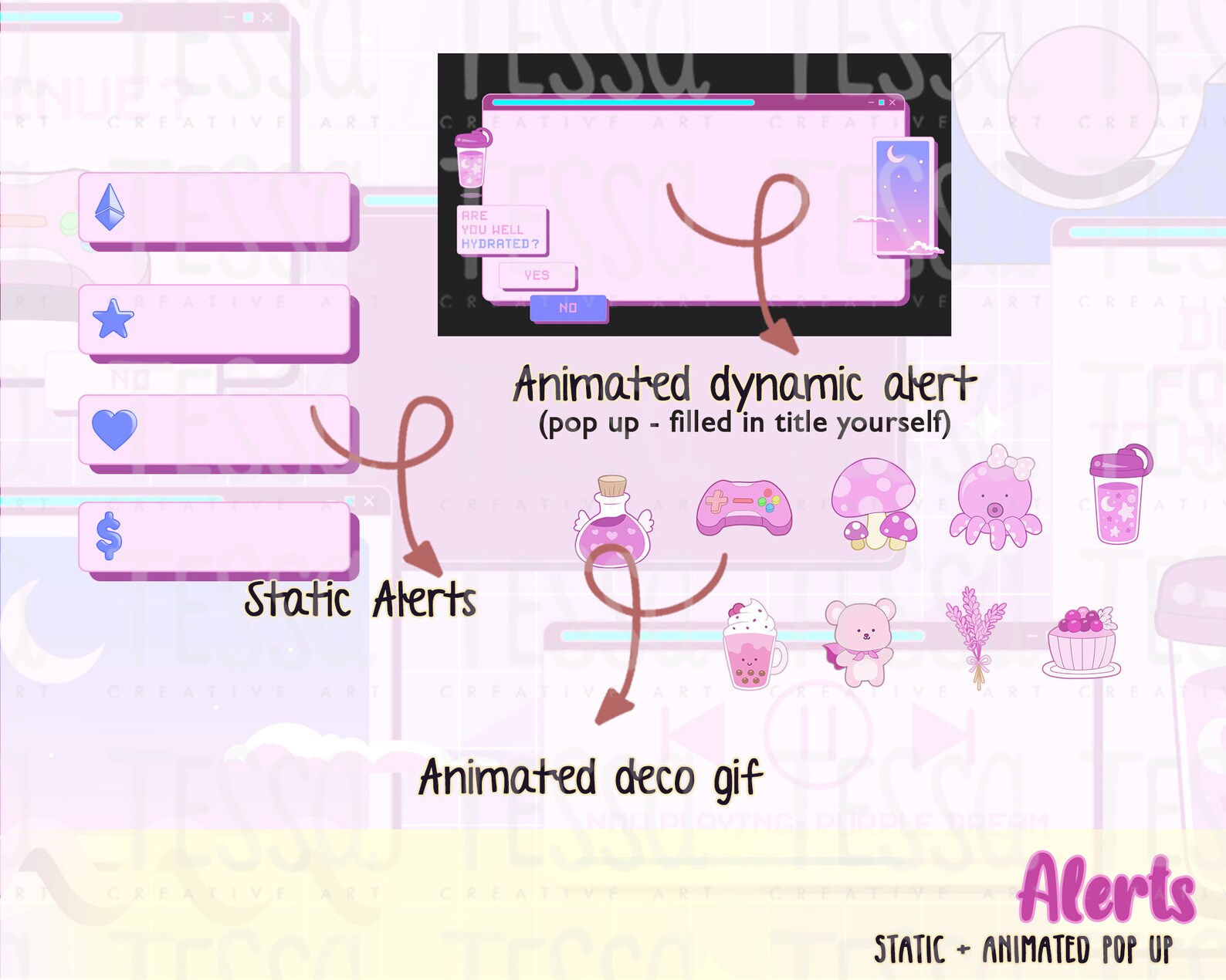 Animated Purple Dream Twitch Package Kawaii Twitch Overlay - Etsy