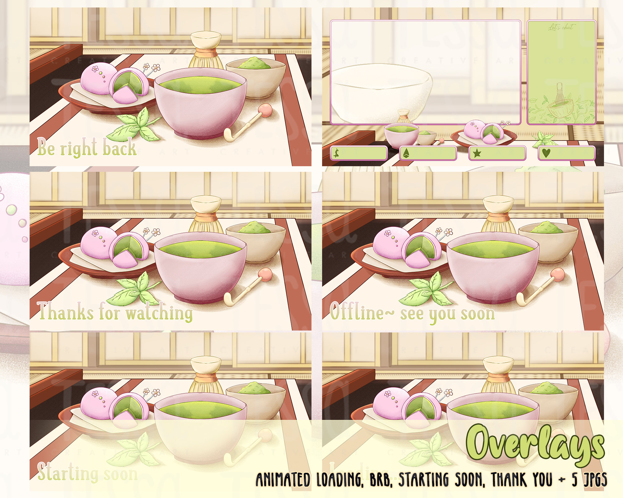 Animated Matcha Mochi Twitch Package Cam Twitch Overlay | Etsy