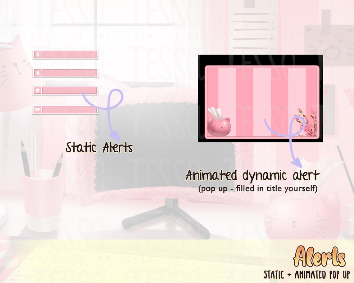 Animated Pink Kitty Cat Setup Twitch Package Cute Twitch - Etsy