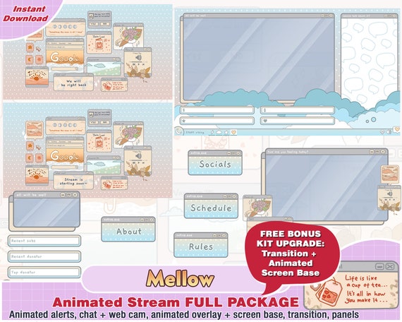 Animated Mellow Vibe Twitch Package Kawaii Twitch Overlays | Etsy