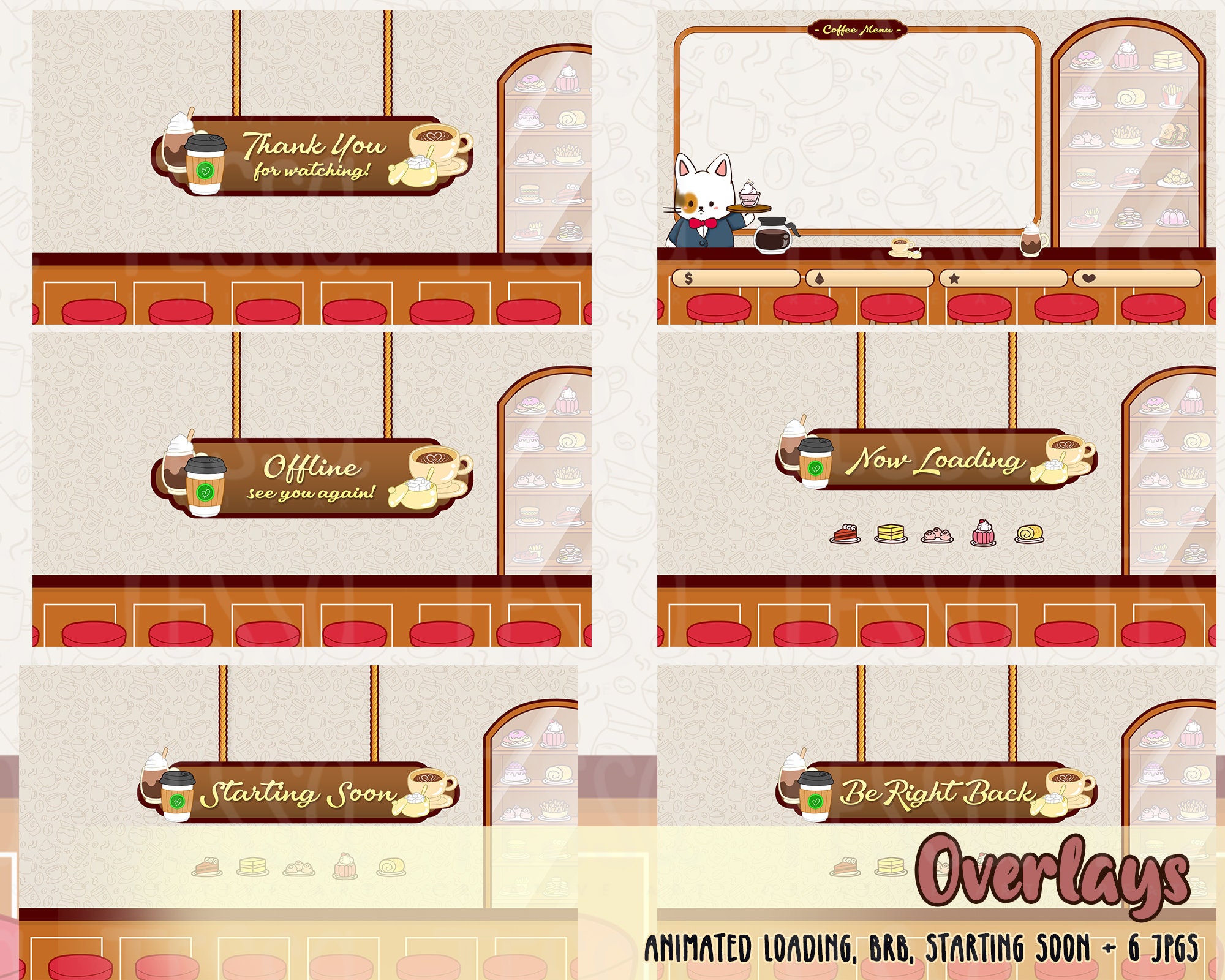 Animated Coffee Cafe Twitch Package Camera Twitch Overlay | Etsy