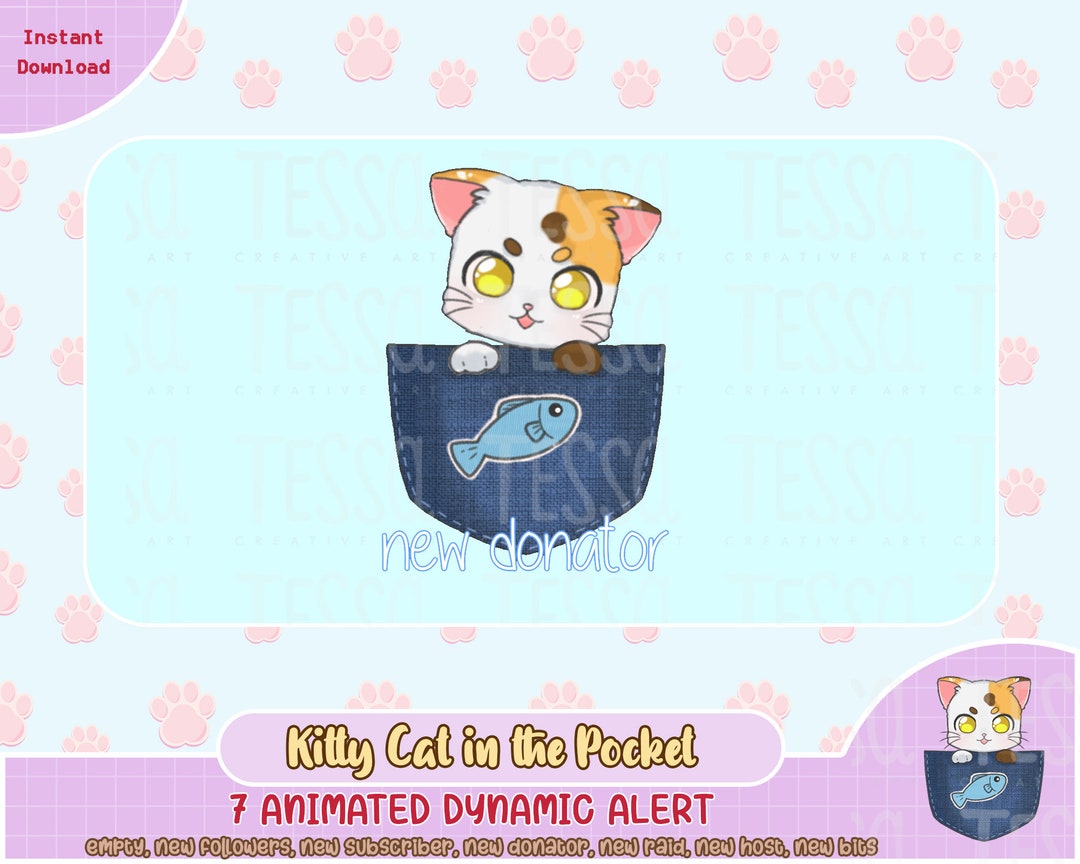 Animated Kitty Cat in the Pocket Twitch Alerts, Kawaii Twitch Alerts ...