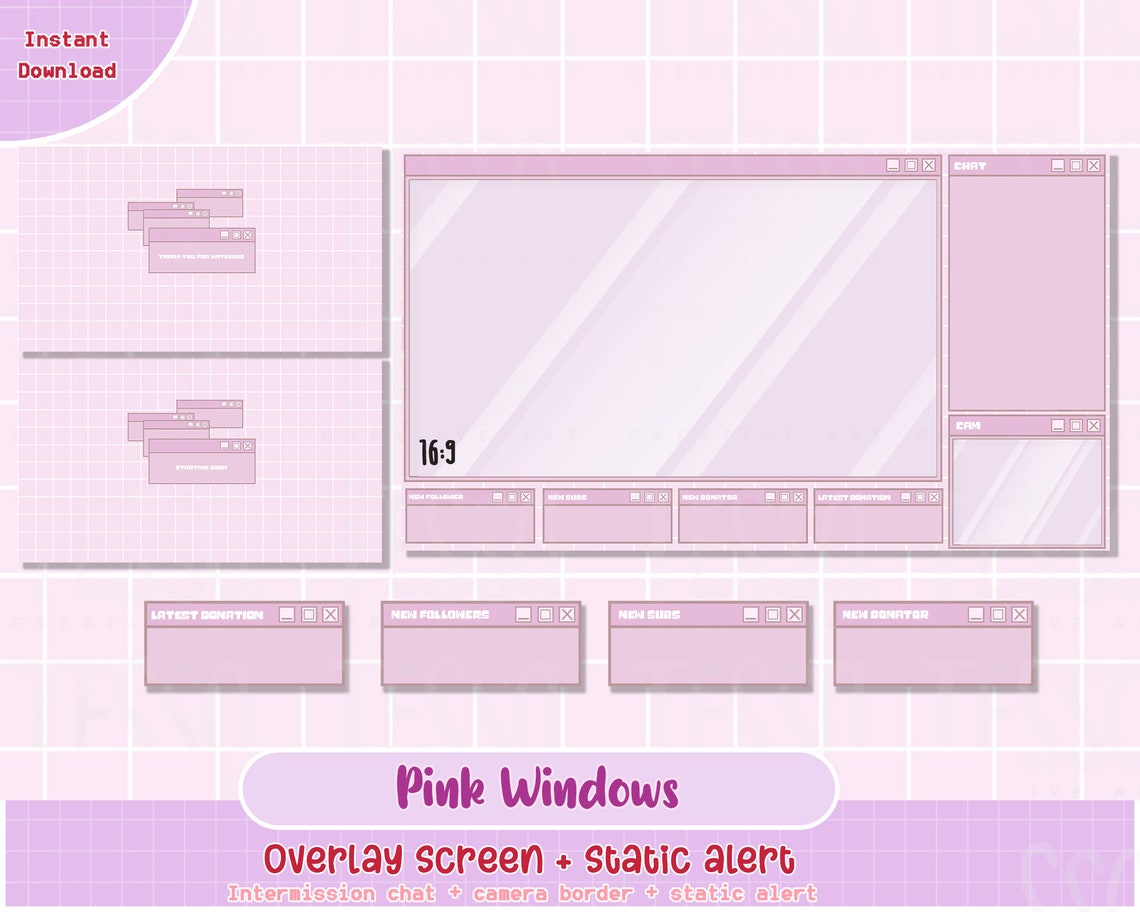 Pink Windows Twitch Live Camera Overlay Pinky Stream Screen - Etsy