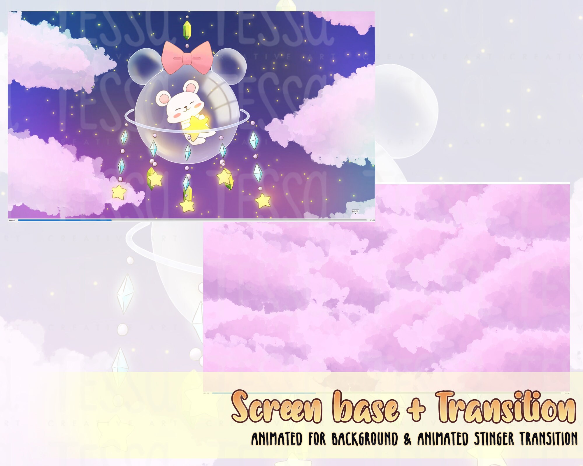 Animated Little White Mouse Twitch Package Kawaii Twitch Cam - Etsy