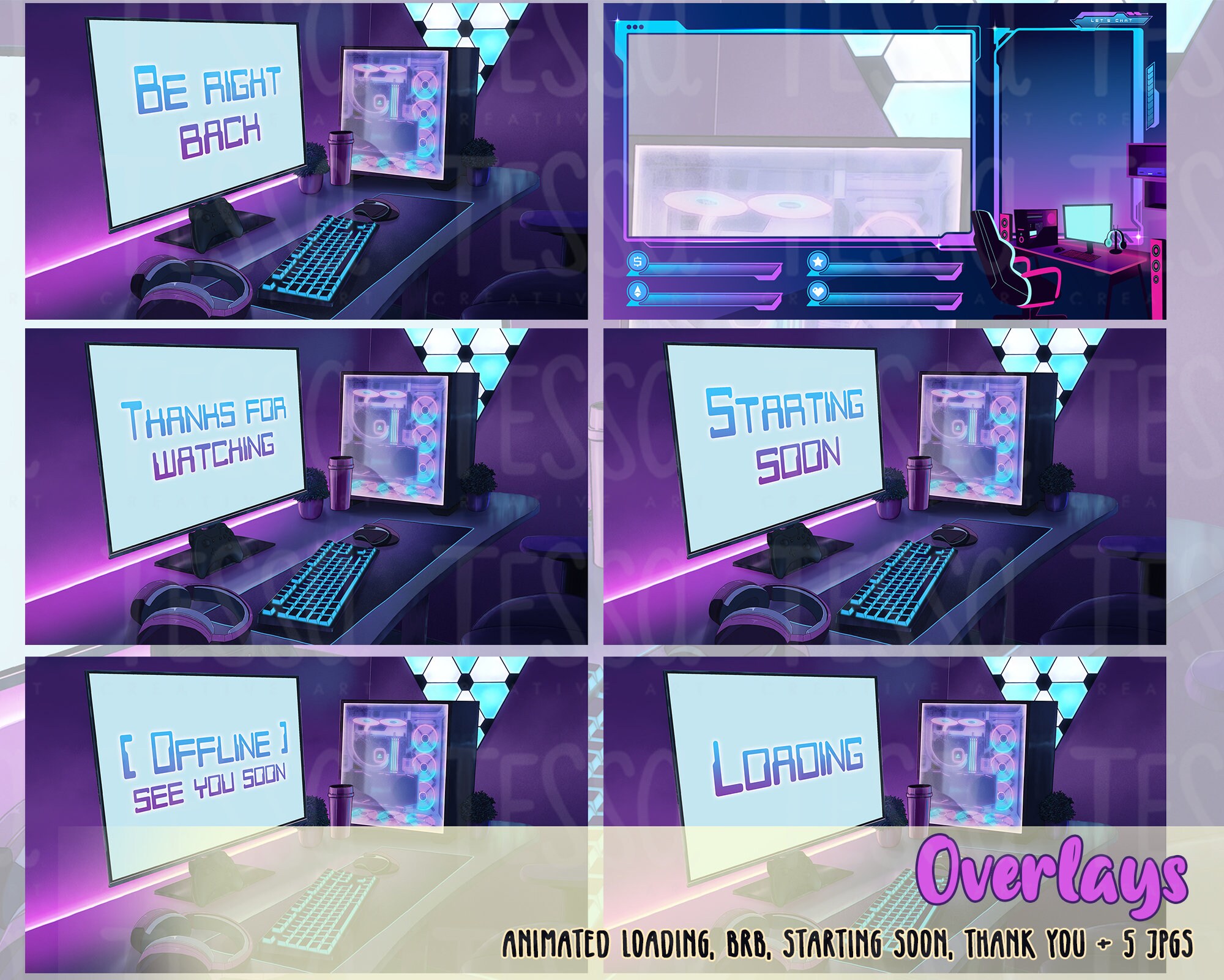 Animated Gaming Pc Room Twitch Package Face Cam Twitch | Etsy