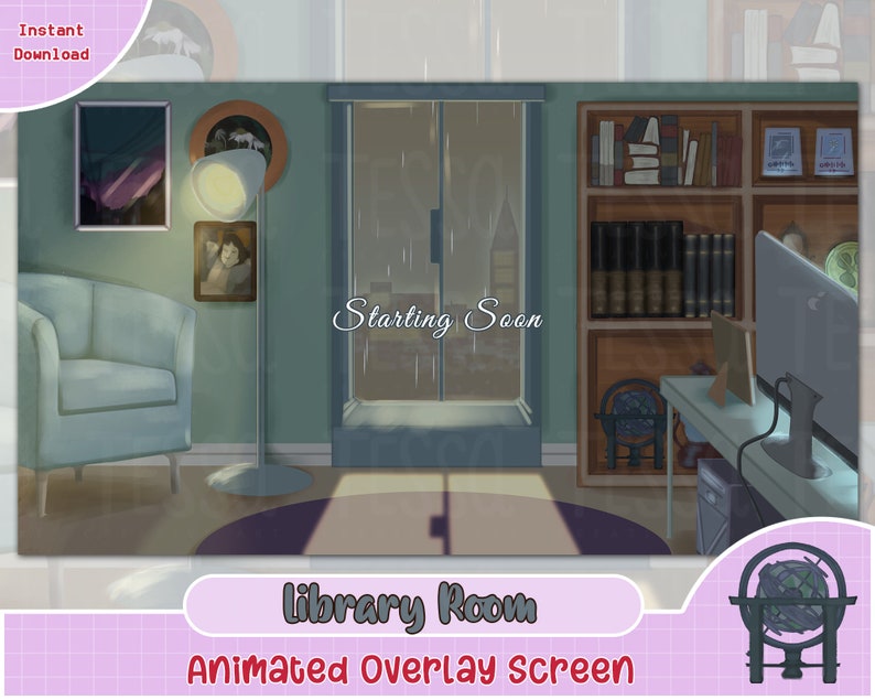 Animated Raining Work Read Book Twitch Overlay Brb Offline - Etsy