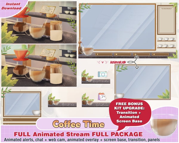 Animated Coffee Shop Overlay Screen Mega Pack Stream Alerts - Etsy Canada