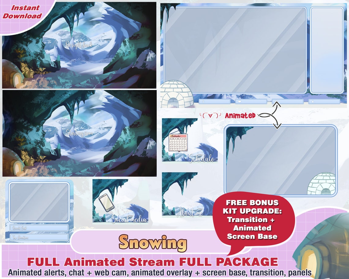 Animated Snow Ice Igloo Frozen Twitch Package Cozy Twitch - Etsy