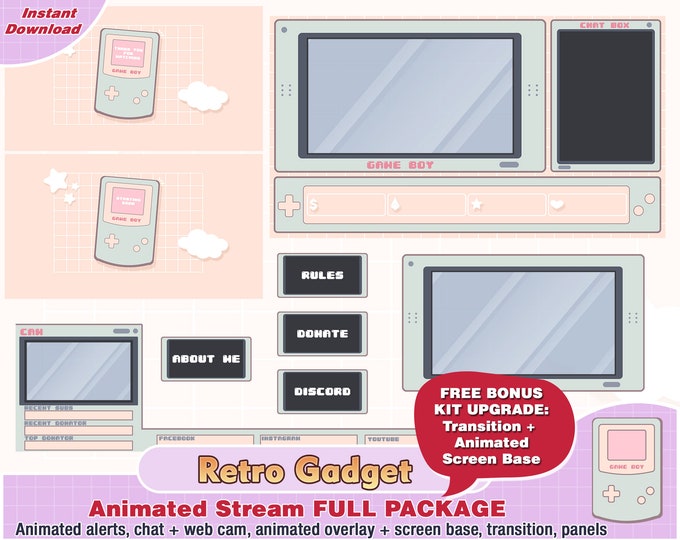Gameboy Advance Stream Package / Kawaii Pastel Console Overlay / Twitch ...