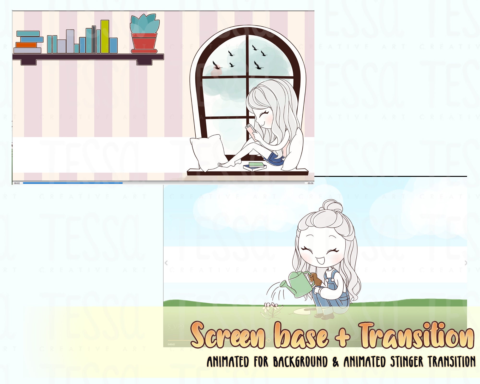 Sweet Chibi Girl Twitch Package Cute Twitch Overlay Chibi - Etsy