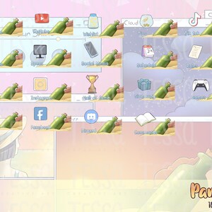 Animated Sunshine Sunset Twitch Package: Cute Twitch Overlays, Kawaii ...