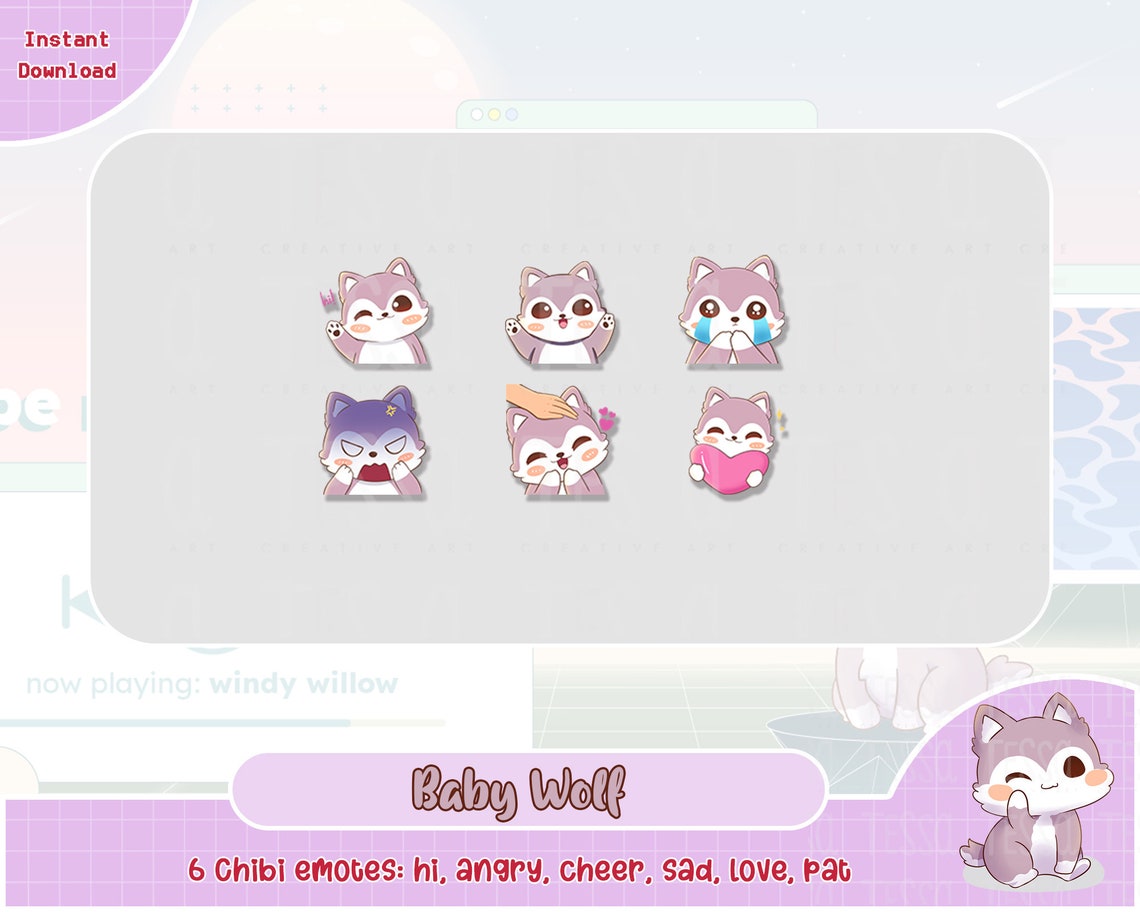 Cute Baby Wolf Basic Twitch Emotes Cute Twitch Emote - Etsy