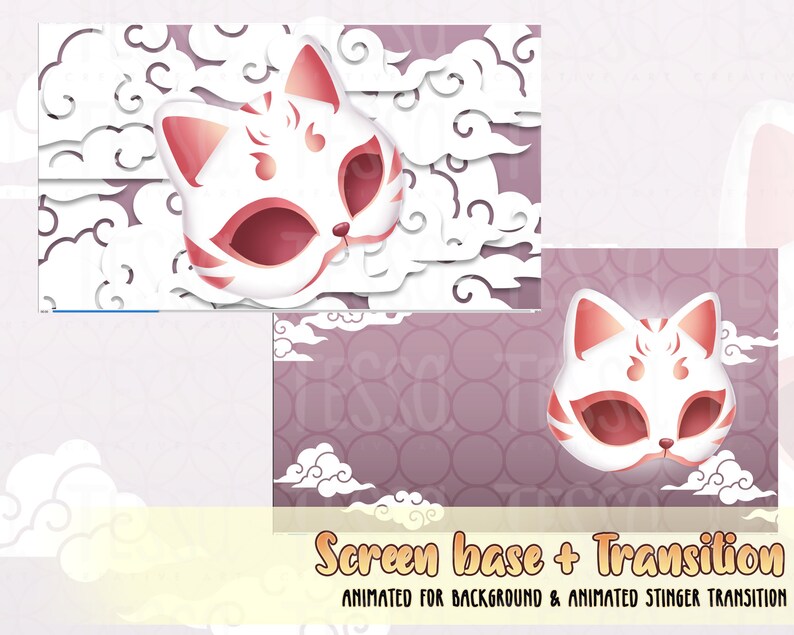 Animated Japanese Red Kitsune Mask Twitch Package Include - Etsy