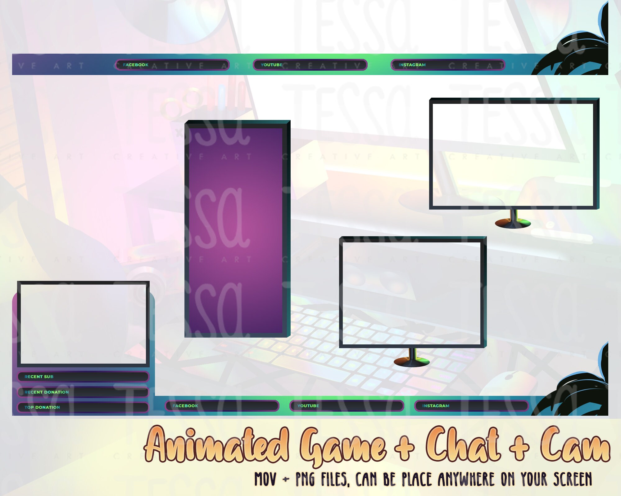 Animated Holo Setup Pc Twitch Package Cute Twitch Overlays - Etsy