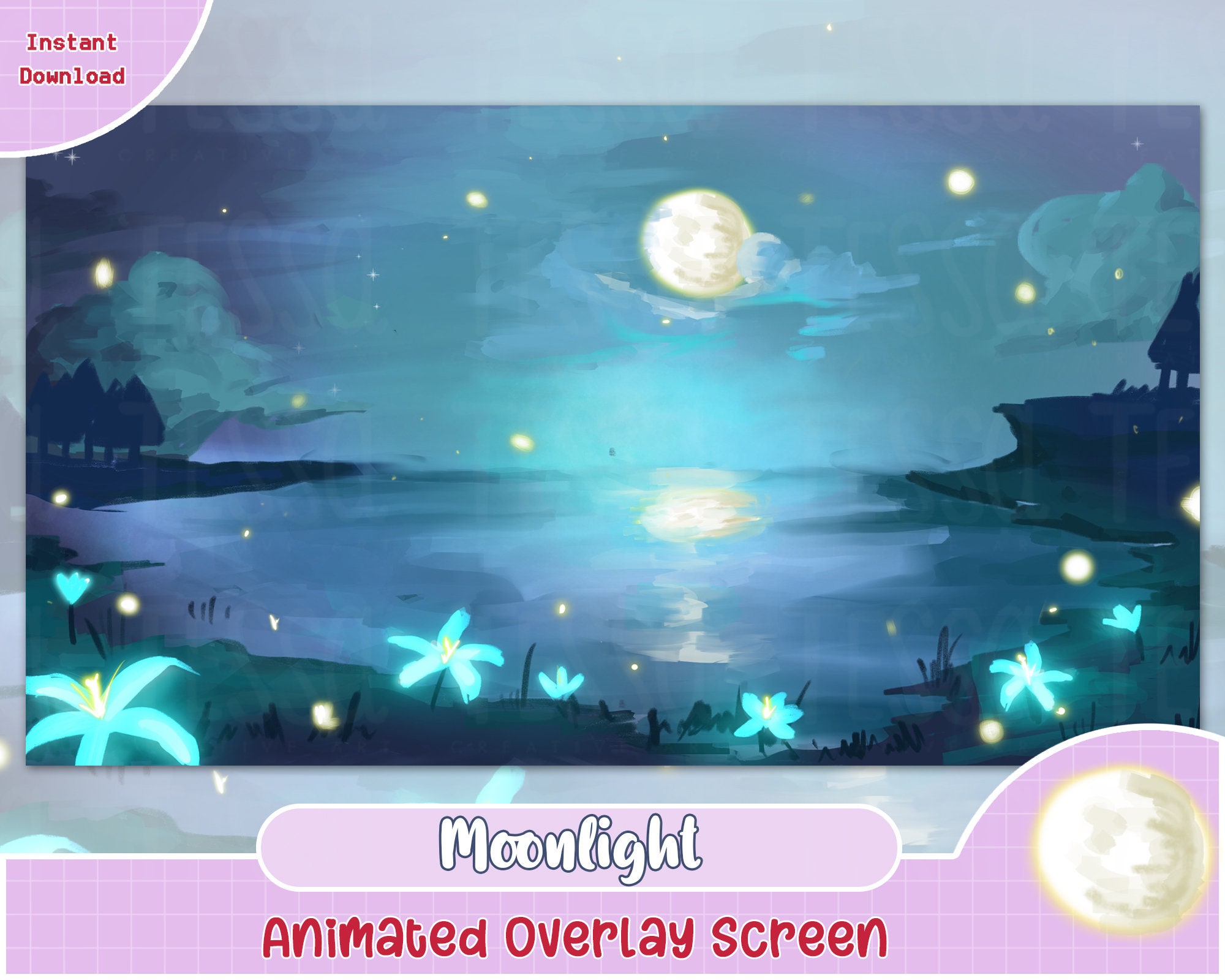 Animated Moonlight Twitch Overlay Brb Offline Starting - Etsy