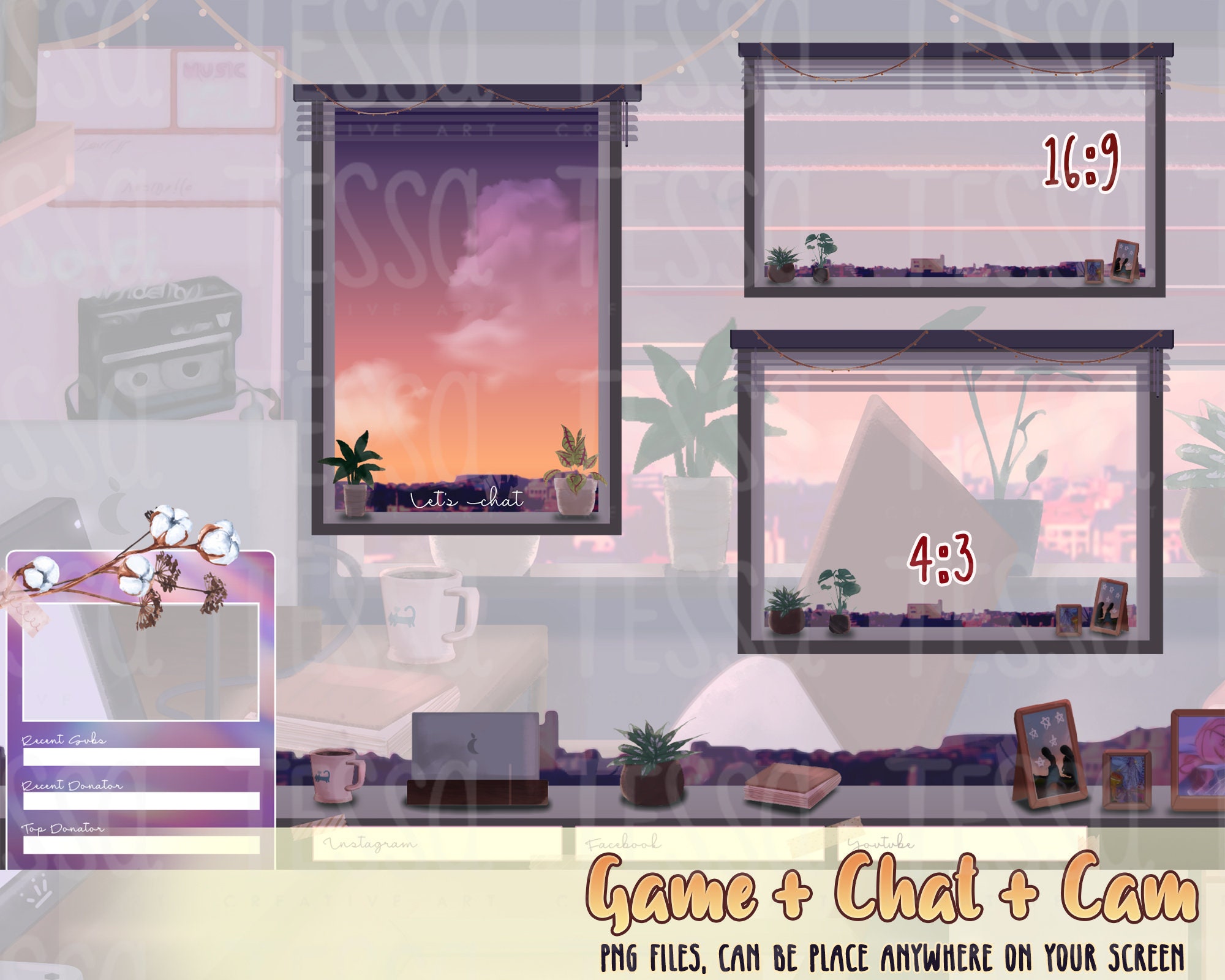 Animated Lo Fi Study Twitch Package: Twitch Cam Overlays - Etsy