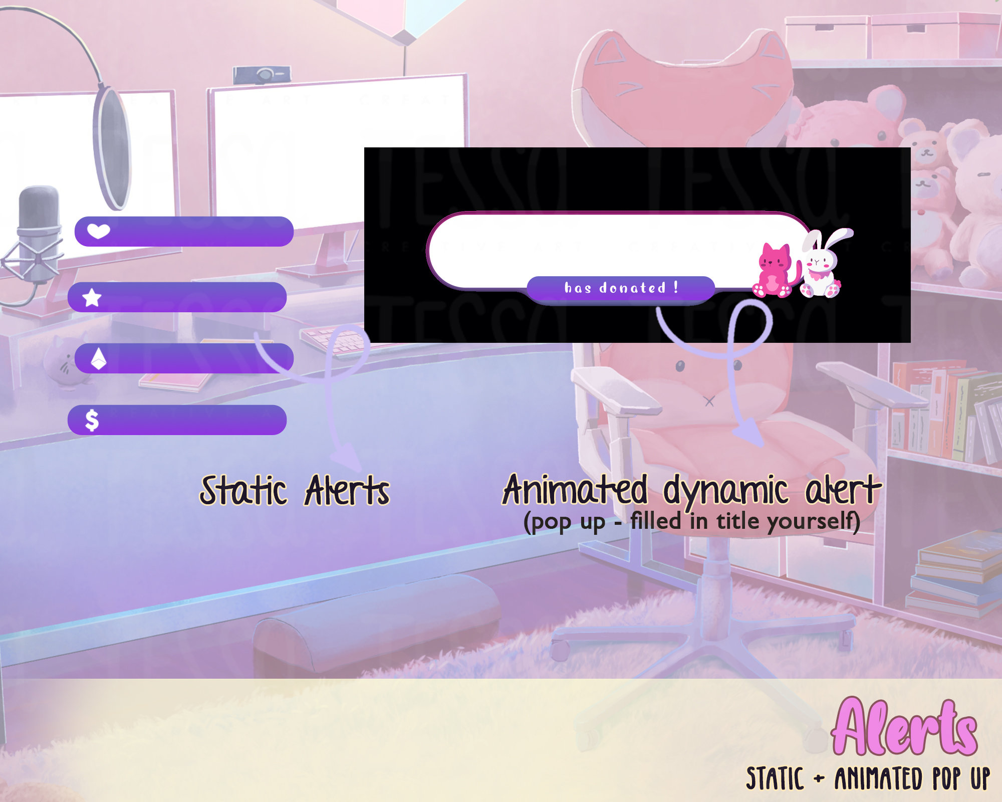 Animated Pink Streaming Room Twitch Package Camera Twitch | Etsy