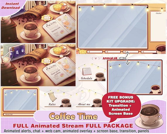 Animated Coffee Break Twitch Package for Streamer to Stream: - Etsy Canada