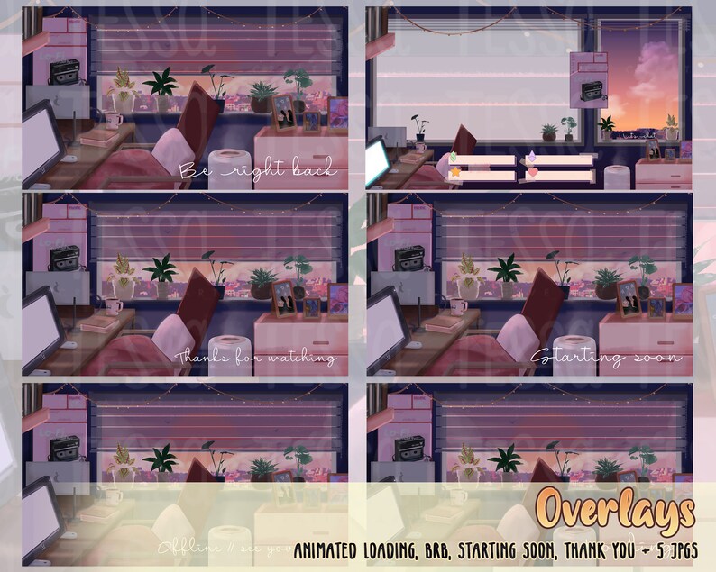 Animated Lo Fi Study Twitch Package: Twitch Cam Overlays - Etsy