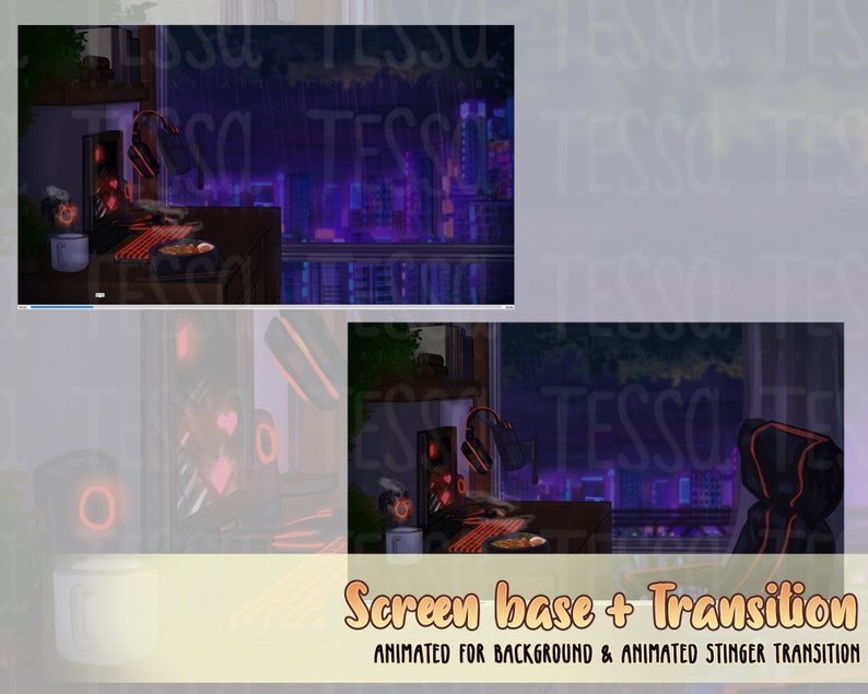 Animated Noodle Night Stream Twitch Package: Cute Twitch - Etsy