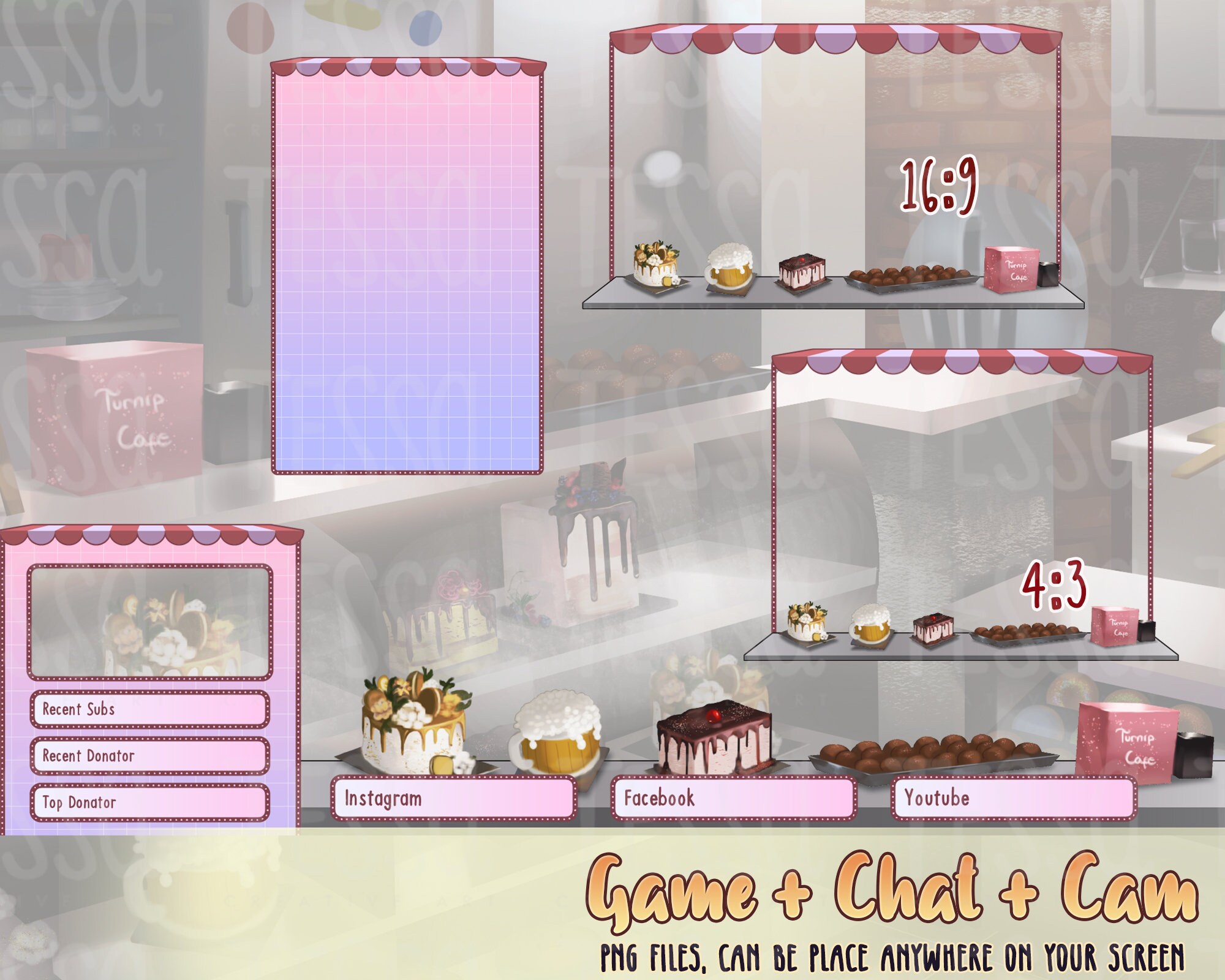 Animated Cake Shop Twitch Package: Cam Twitch Overlays - Etsy