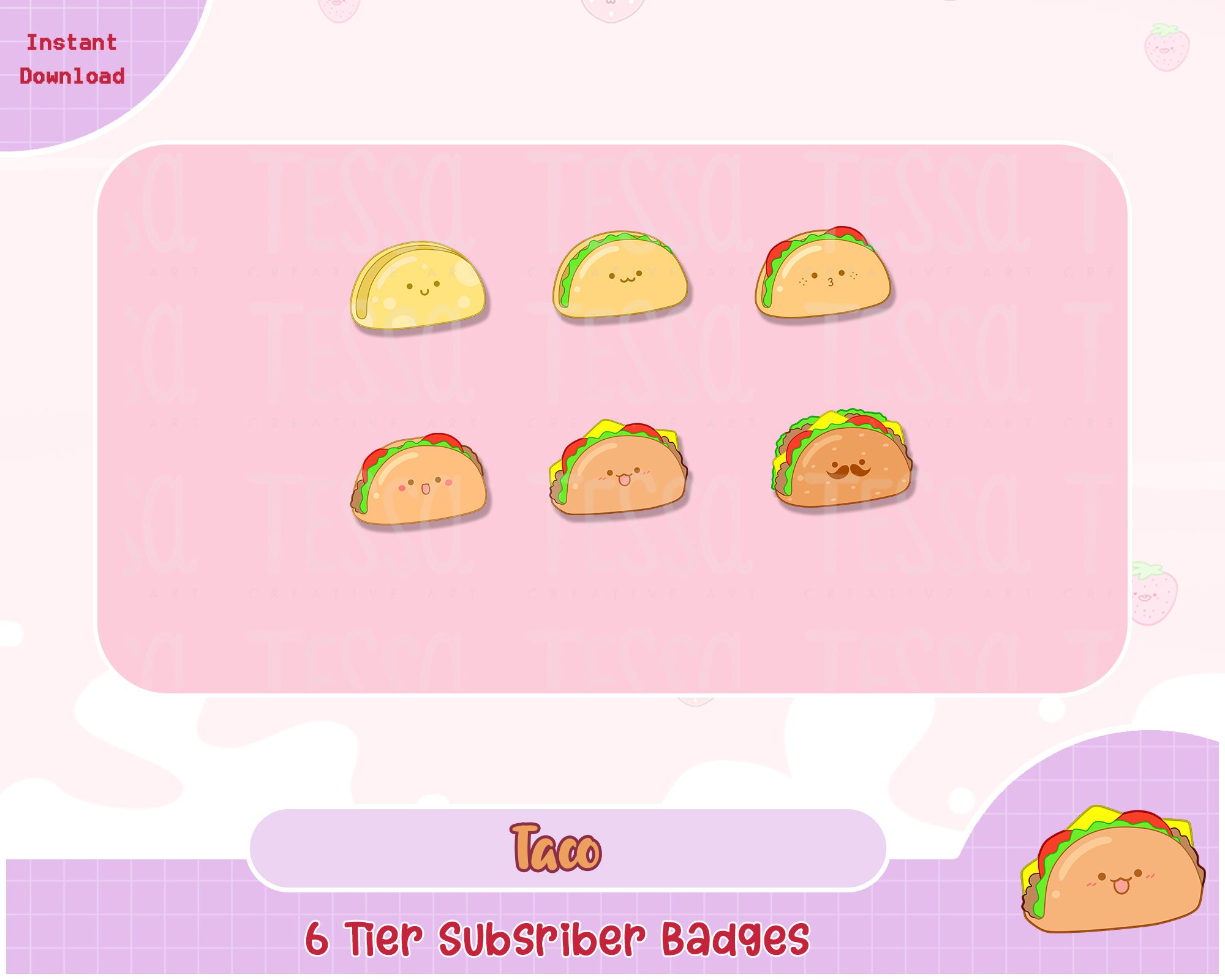 Taco twitch badges cute twitch sub badge twitch subs badges | Etsy