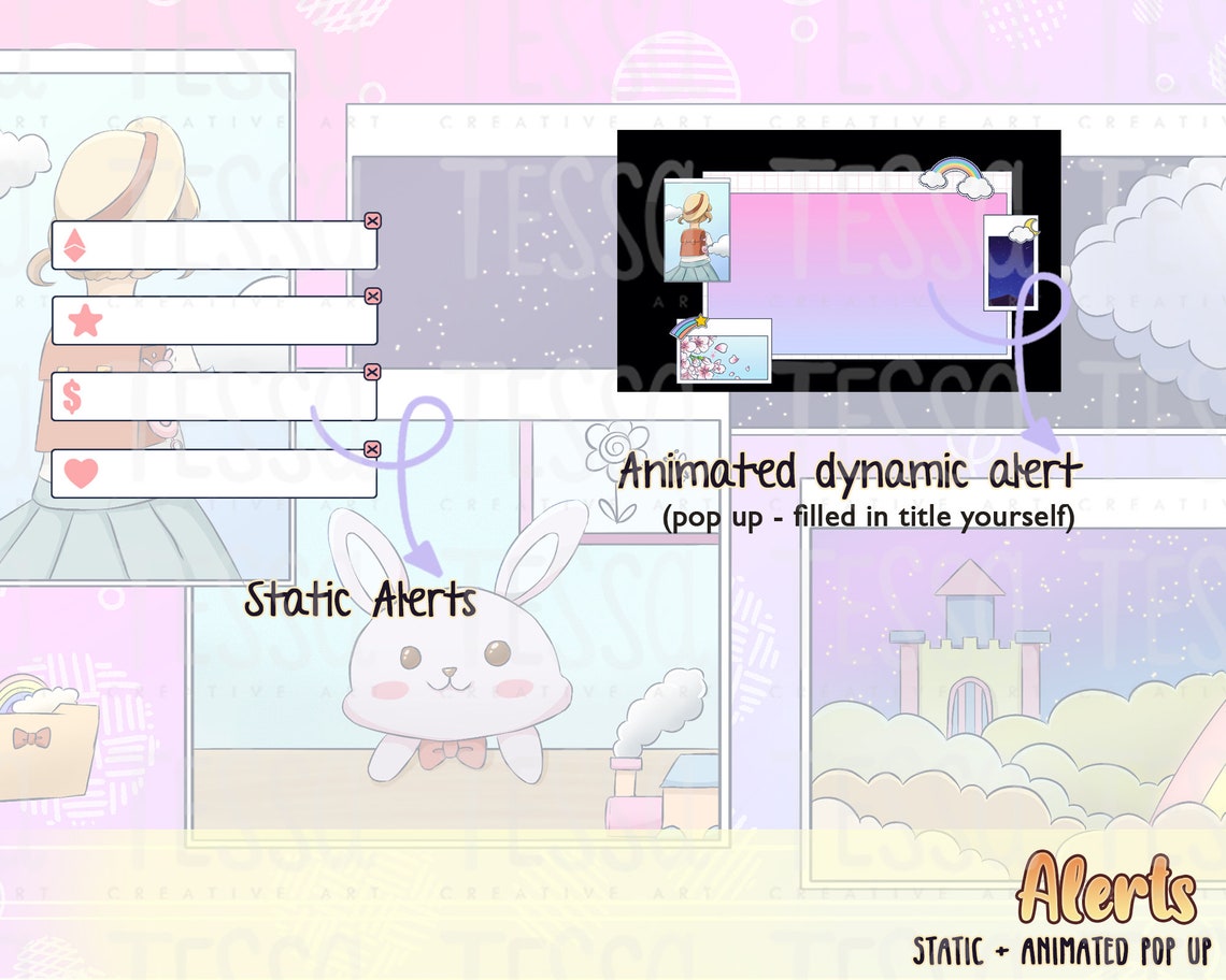 Animated Rainbow Cheer Twitch Package Kawaii Twitch Overlays - Etsy