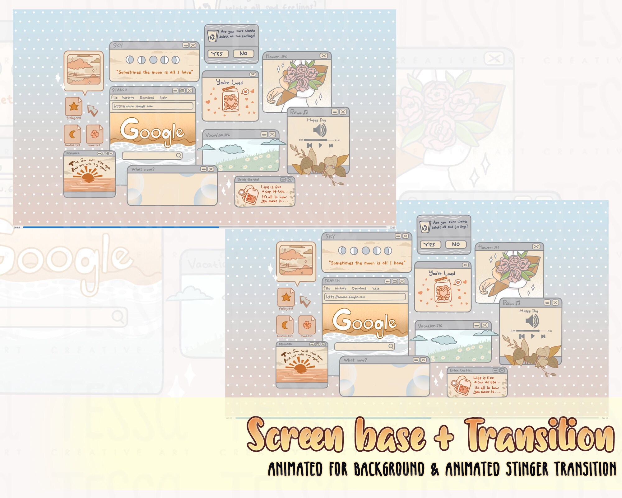 Animated Mellow Vibe Twitch Package Kawaii Twitch Overlays | Etsy