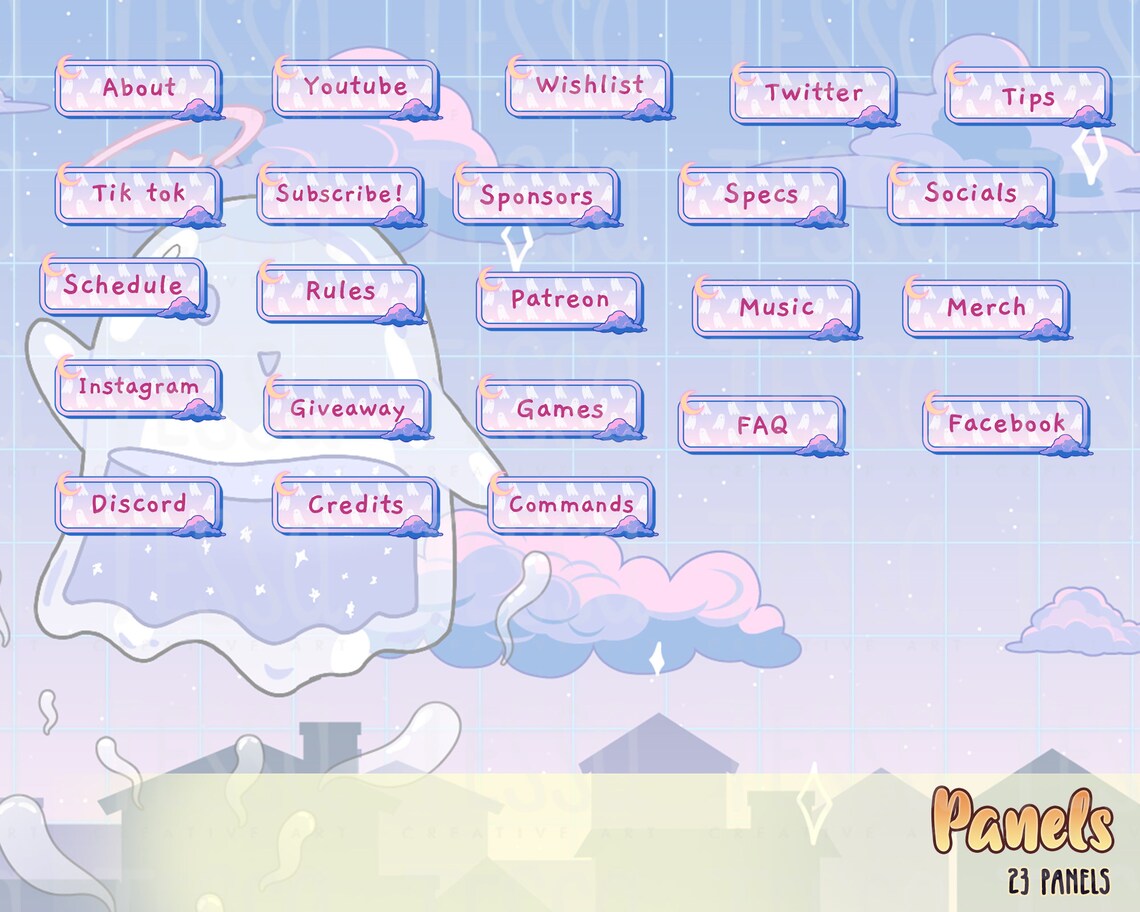 Animated Little Boo Night Twitch Package Twitch Cam Overlay | Etsy