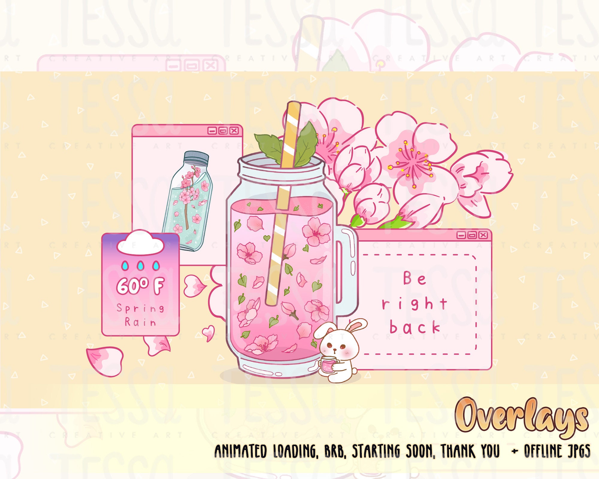 Animated Sakura Drink Twitch Package Sakura Twitch Stream - Etsy