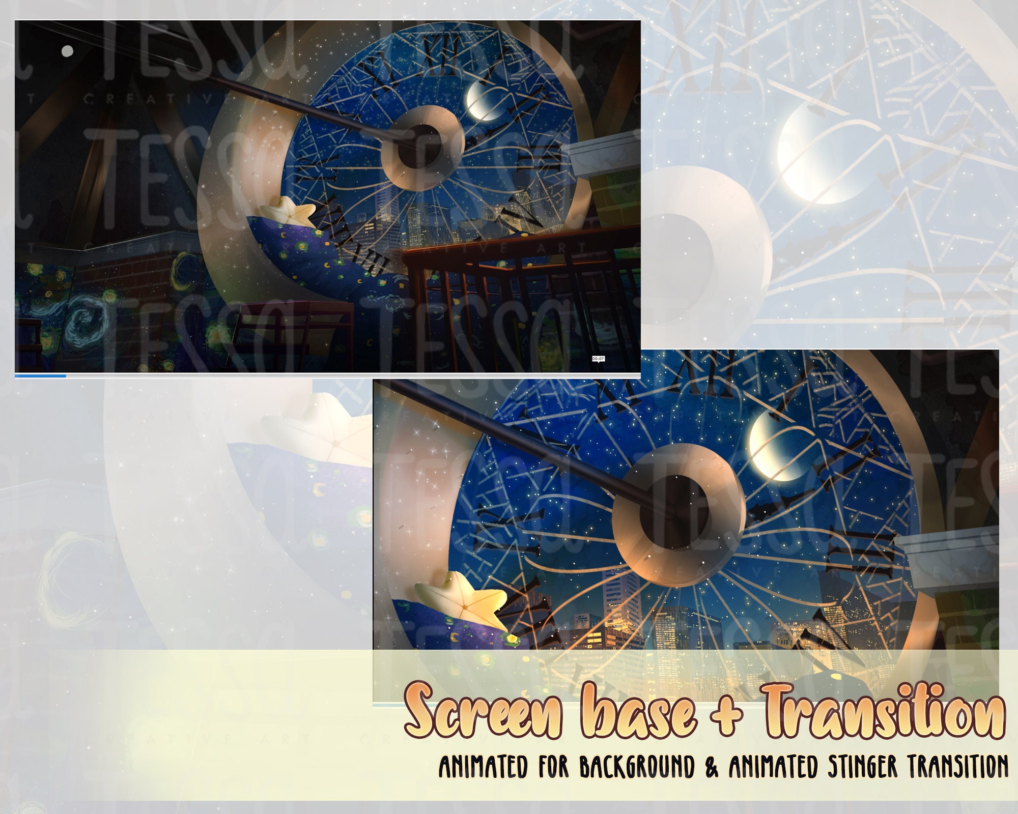 Animated Cute Clock Bedroom Twitch Package for Streamer to - Etsy