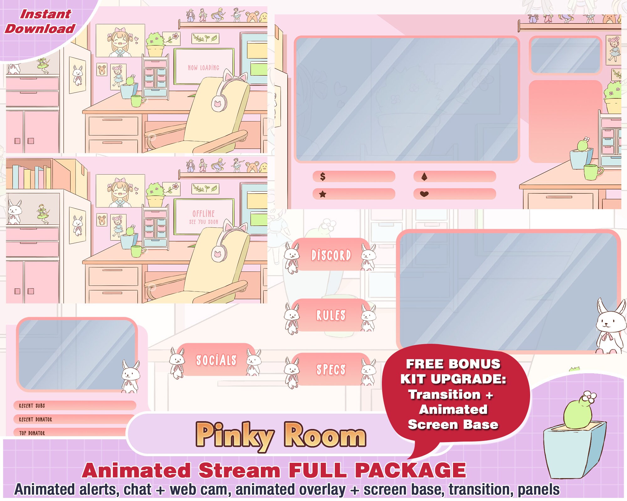 Animated Pink Girl Room Twitch Package Camera Twitch Overlay - Etsy